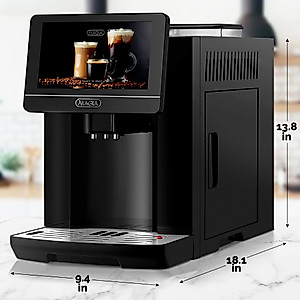 Zulay Magia Fully Automatic Espresso Machine With Grinder - 19 Customizable Coffee Options - Auto-Cleaning For Easy Maintenance - Milk-Foam System For Latte, Cappuccino, Macchiato