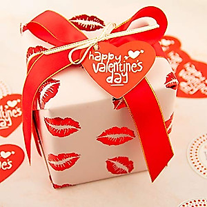 WRAPAHOLIC Wrapping Paper Roll - Red Foil Lips for Birthday, Holiday, Valentine's Day Wrap - 30 inch x 16.5 feet