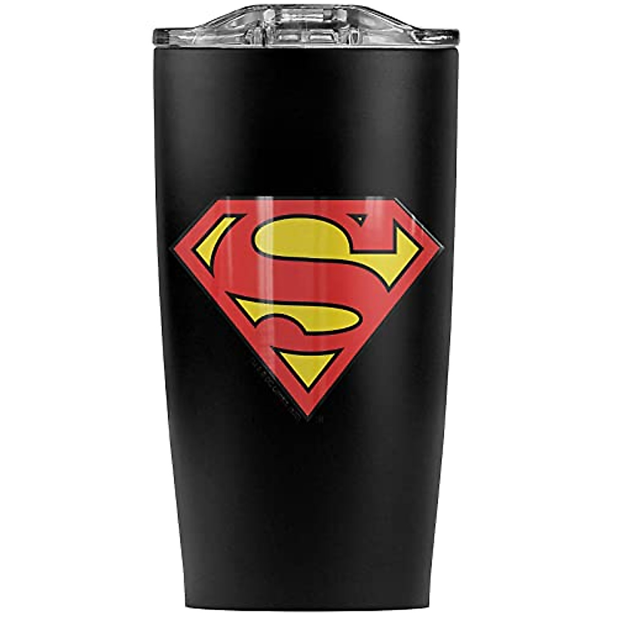 Superman Classic Logo Shield Stainless Steel Tumbler 20 oz Coffee Travel Mug/Cup, Vacuum Insulated & Double Wall with Leakproof Sliding Lid | Great for Hot Drinks and Cold Beverages