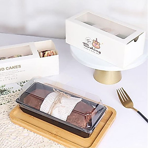 Hewnda 50 Pack Sushi Containers With Lid,Small Pastry Container, Plastic Containers for hot dogs, sandwiches, French fries, muffins (Black)