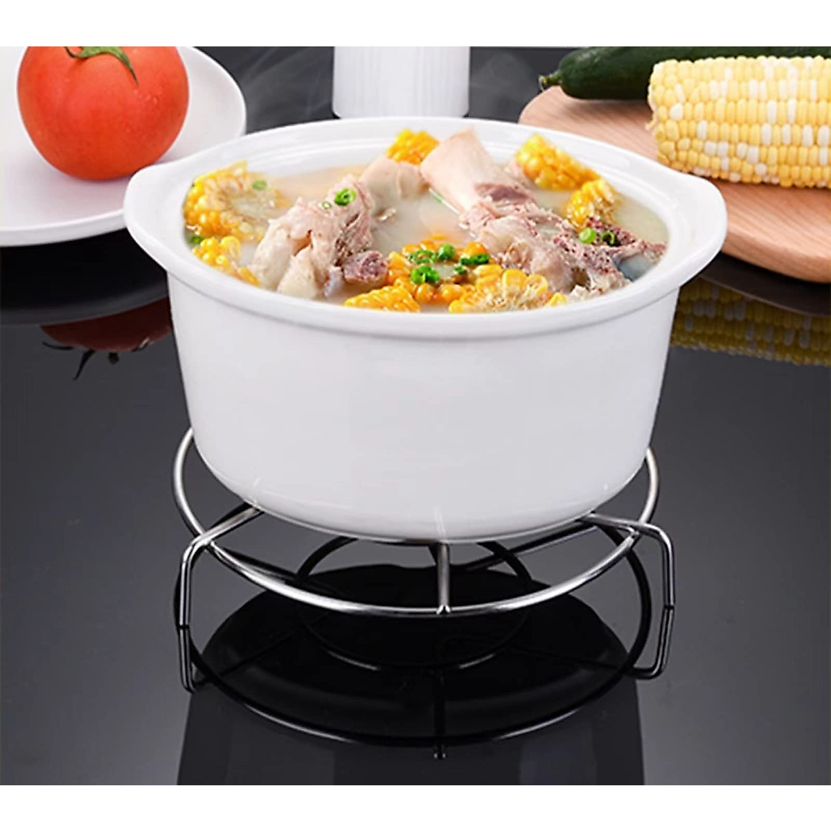304 Stainless Steel Thickened Wire Rack Steaming Rack Multifunctional Tripod Rice Cooker Steaming Rack Metal Steamer Basket Steamer Insert for Pot (16cm diameter X 5cm height)