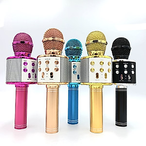 Voice Changing Karaoke Microphone for Kids Singing,5 in 1 Wireless Bluetooth Microphone with LED Lights Karaoke Machine Portable Mic Speaker Player Recorder for Home Party Birthday Gift