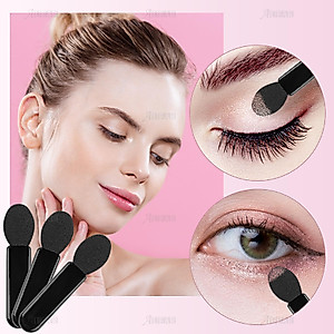 AUEAR, 50 Pack Disposable Eye Shadow Brushes Applicators Sponge Oval Tipped Dual Sides Brush Makeup Tool Black