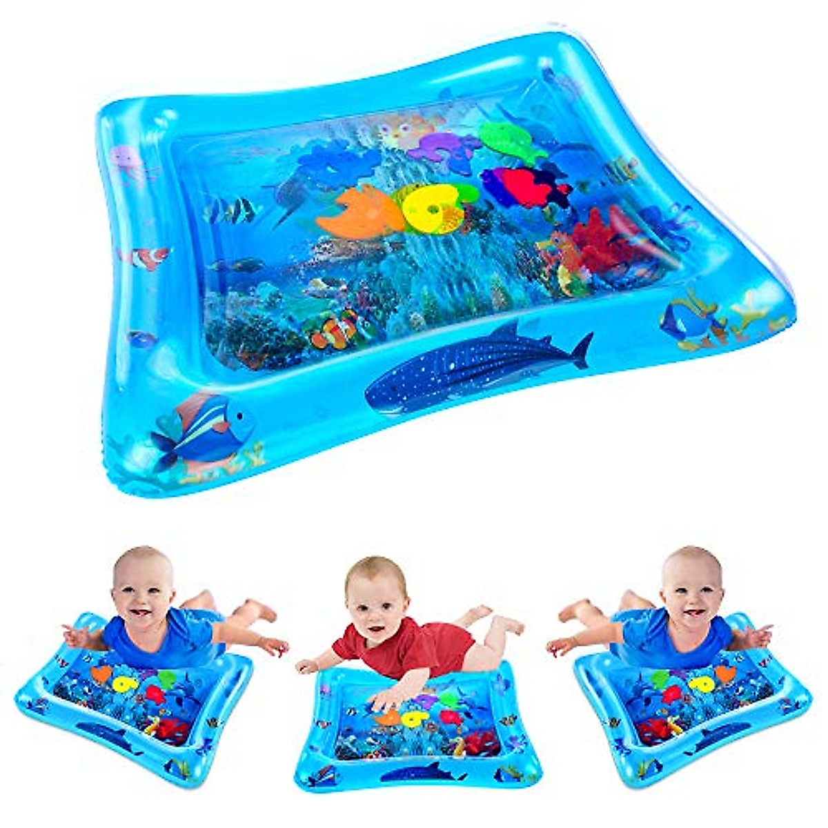 VATOS Tummy Time Baby Water Play Mat Toys for 3 6 9 Months Newborn Infant&Toddlers, Inflatable Sensory Toys Gifts for Boy Girl| BPA Free Infant Early Development Activity Centers