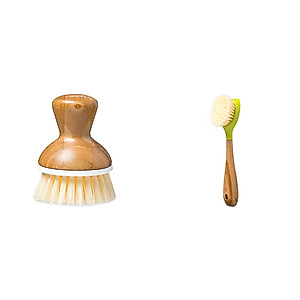 Full Circle, White Bubble Up Bamboo Dish Brush, White & Be Good Kitchen Dish Brush with Bamboo Handle – Long Handle Dish Scrubber with Tough Bristles, Green