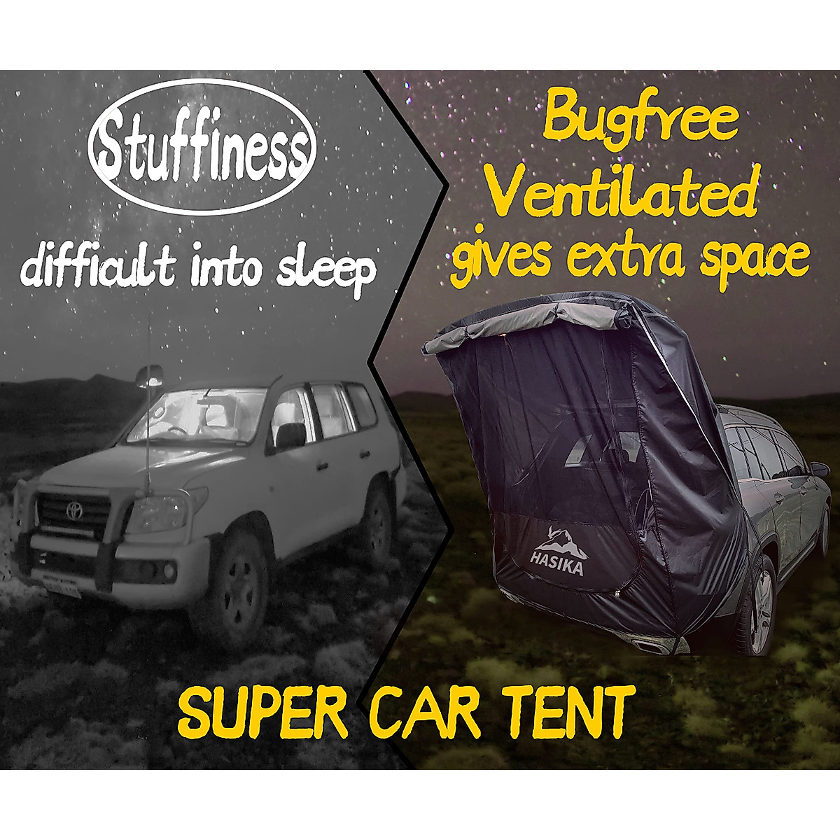 Hasika Camping Tent 2 Person Sun Shade Privacy Shelter Easy Set Up 120 Seconds Waterproof 3000MM UPF 50+ Yellow (Small)