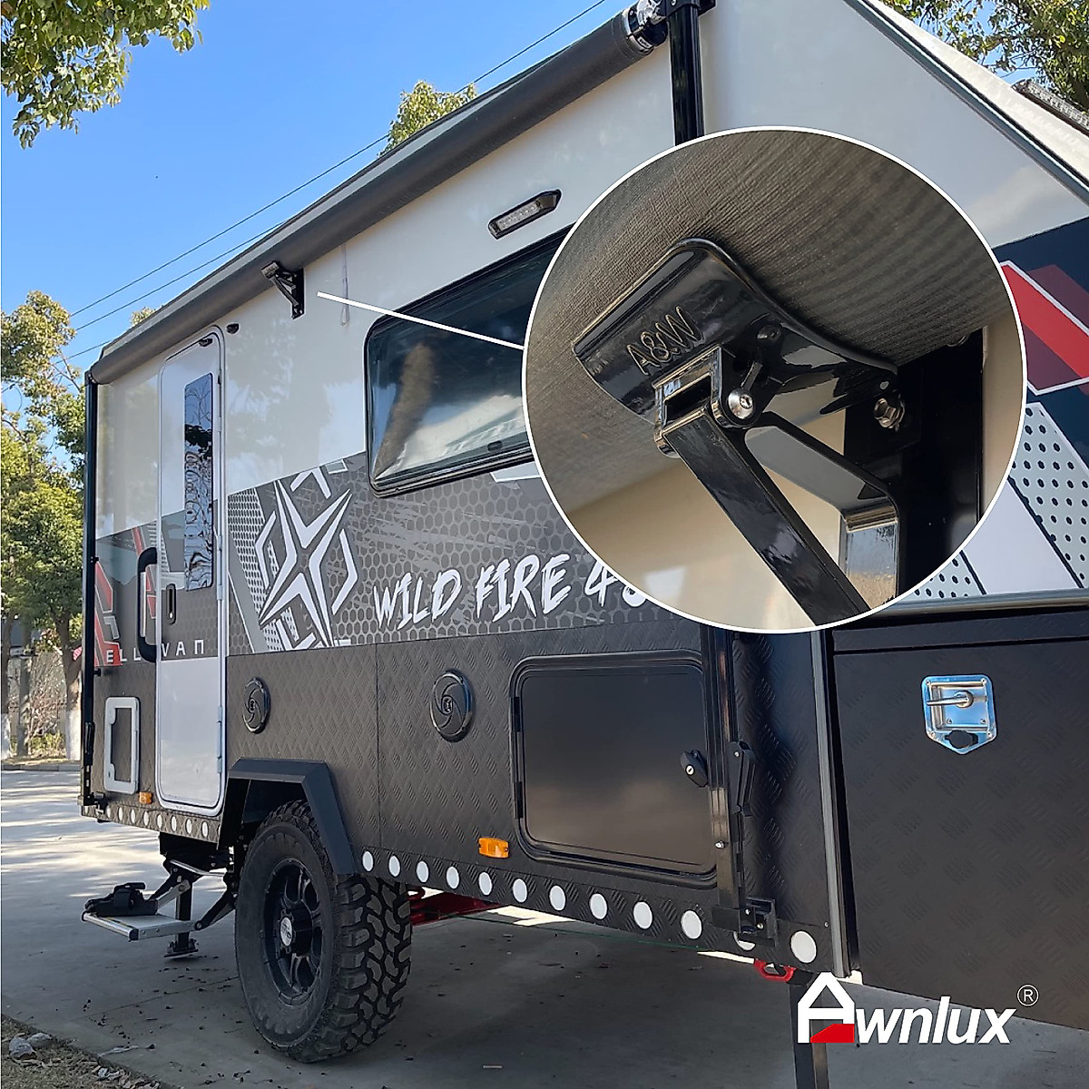 Awnlux RV Awning Support RV Awning Center Support Roller Cradle Support for RV Camper Awning - Black