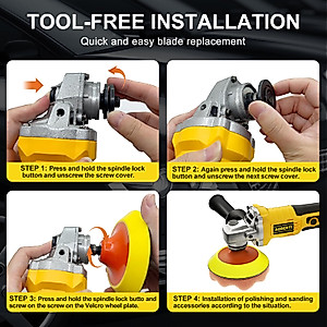 Cordless Buffer Polisher Compatible with DEWALT 20V Max Battery, 5000-10000RPM Variable Speed Brushless Motor Car Buffer, Rotary Polisher for Boat and Wood, Car Polishing and Waxing (Tool Only)