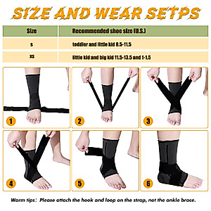 Tarpop 1 Pair Ankle Brace for Kids Compression Ankle Sleeves Adjustable Foot Support Brace Elastic Ankle Guard for Children Boys Girls Sports Running Jogging Dance Fitness Gymnastics (X-Small)