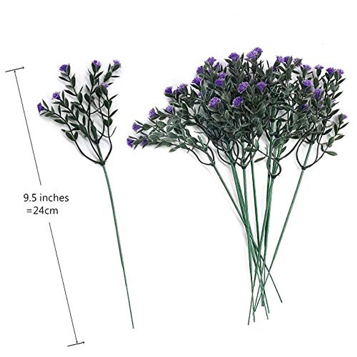Artificial Flowers Mini Plastic Baby Breath, MASUMARK SM Fake Plants Shrubs Gypsophila Grass Bushes Home Garden Office House Outdoor Indoor Wedding DIY Decor Planter Filler Decoration - Purple 20 Pack