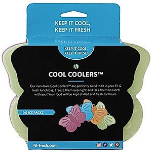 Fit & Fressh Shaped Slim Ice Packs, Colorful & Reusable, Perfect for Kids Insulated Lunch Bag, Bento Box, & More, Butterfly