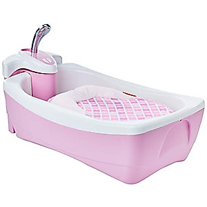 Summer Infant Lil Luxuries Whirlpool Bubbling Spa & Shower (Pink) Luxurious Baby Bathtub with Circulating Water Jets, 2 Piece Set (Pack of 1)