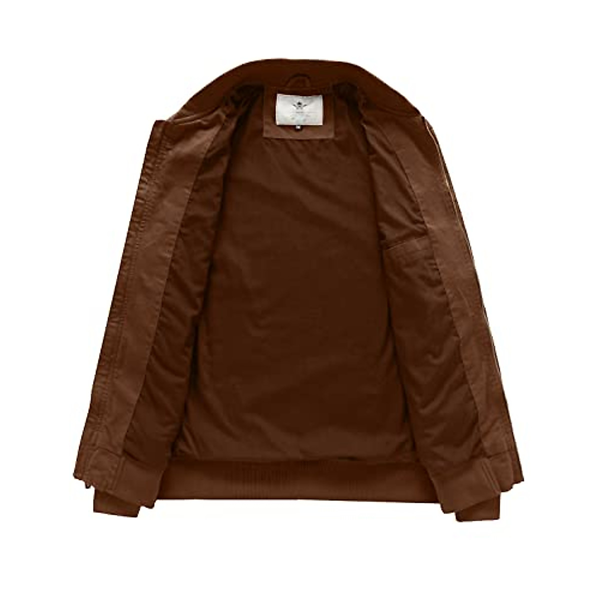 WenVen Men's Washed Cotton Bomber Jacket Active Track Windbreaker (Coffee, 3XL)