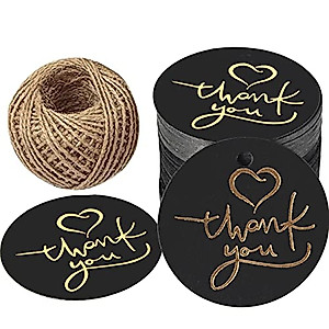 100 PCS Thank You Gift Tags Kraft Paper Round Gift Tags with String for Wedding Birthday Party Baby Shower Favors Gift Wrapping DIY Arts and Crafts