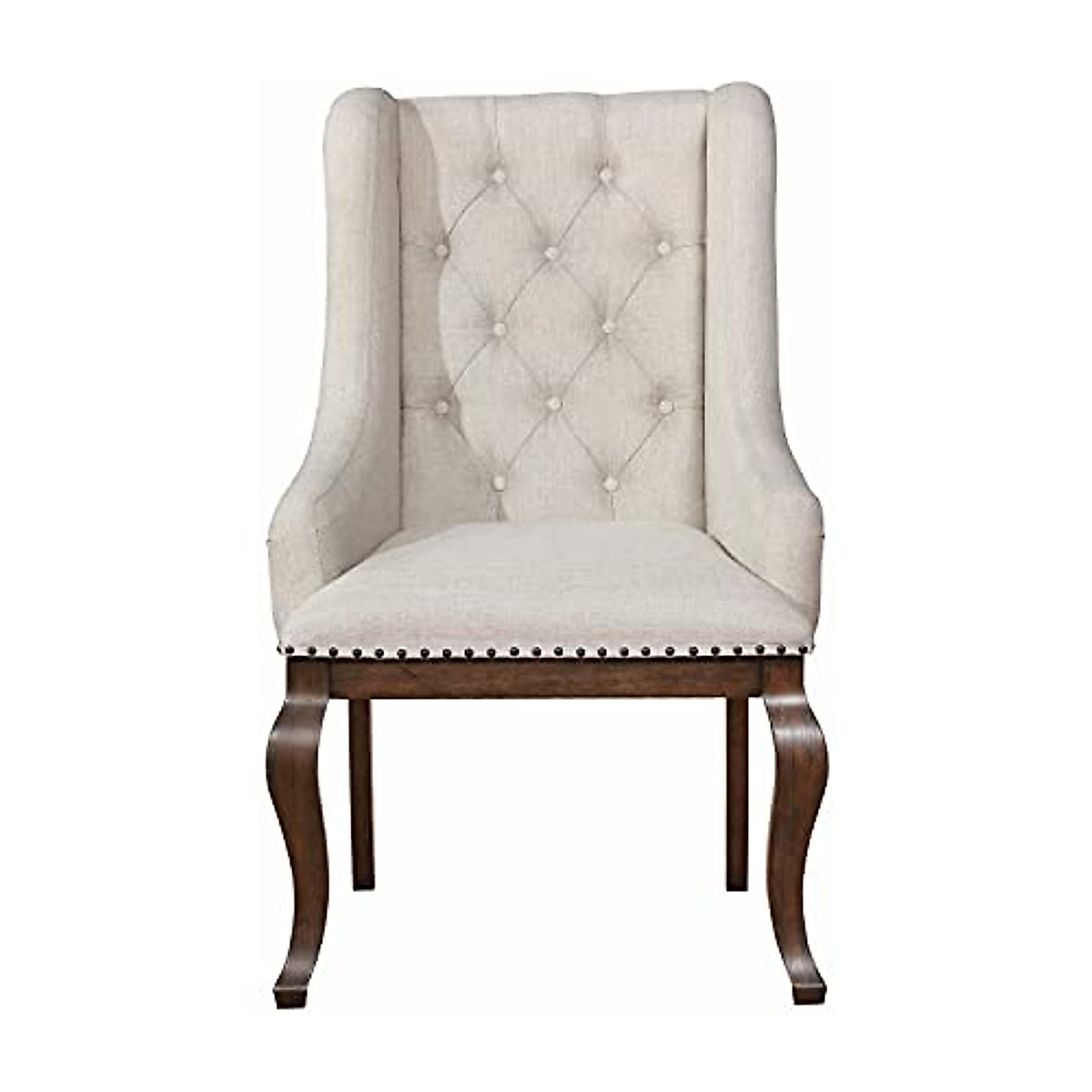 Coaster Home Furnishings Brockway Glen Cove Arm Chairs with Button Tufting and Nailhead Trim Antique Java and Cream (Set of 2)