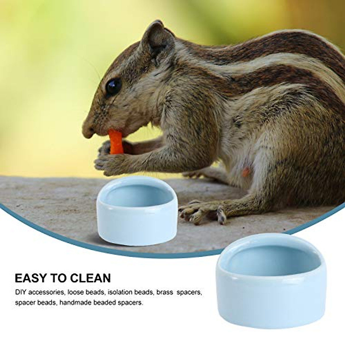 Mipcase Hamster Ceramic Bowl- Small Animal Food Bowl, No Spill Food Water Dish for Hedgehog Gerbil Chinchilla Rat Ferret ( Blue )