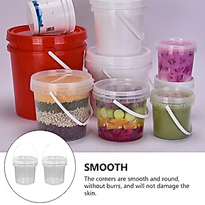 Hemoton Soup Pail 2Pcs 1L (33.8 oz) Clear Plastic Bucket with Lid and Handle, Ice Cream Tub with Lids - Food Grade Freezer and Microwave Safe Food Storage Containers Food Storage Bucket