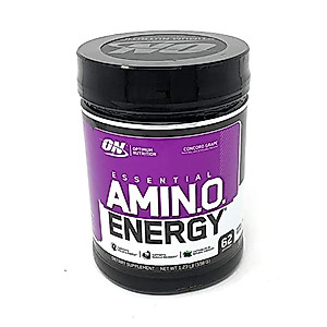 Optimum Nutrition Amino Energy - Pre Workout with Green Tea, BCAA, Amino Acids, Keto Friendly, Green Coffee Extract, Energy Powder - Concord Grape, 65 Servings (Packaging May Vary)