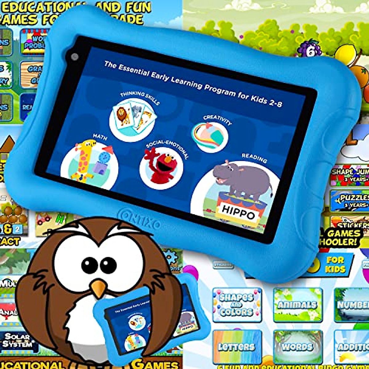 Contixo Kids Tablet V10+, 7-inch HD, Ages 3-7, Toddler Tablet with Camera, Parental Control, Android 10, 32GB, WiFi, Learning Tablet for Children with Teacher's Approved Apps and Kid-Proof Case, Blue