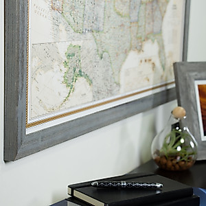 Craig Frames Wayfarer, Executive United States Push Pin Travel Map, Rustic Gray Frame and Pins, 24 by 36-Inch