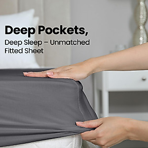 Utopia Bedding Twin Fitted Sheet - Bottom Sheet - Deep Pocket - Soft Microfiber - Shrinkage and Fade Resistant - Easy Care -1 Fitted Sheet Only (Grey)