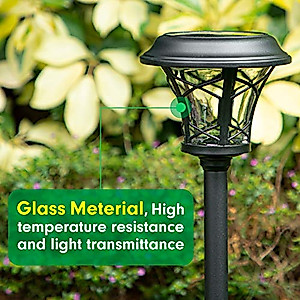 BEAU JARDIN 8 Pack Solar Landscape Pathway Lights Bright Outdoor Garden IP65 Waterpoof Stakes Metal Glass Stainless Steel Auto On/Off Powered LED Lighting Decorative for Yard Walkway Warm White BG308