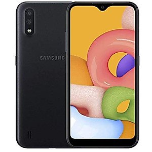 Samsung Galaxy A01 (32GB, 2GB RAM) 5.7", Dual Rear Camera, Snapdragon 439, Dual SIM GSM Unlocked US 4G LTE (T-Mobile, AT&T, Metro, Straight Talk) International Model A015M/DS (64GB SD Bundle, Black)