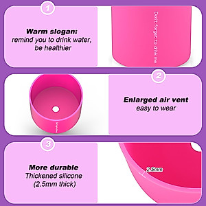AIERSA 2Pcs Silicone Boot Sleeves Suitable for Owala FreeSip, Twist, Flip 24 oz Water Bottles, Anti-Slip Bottom Bumper Protector, Hot Pink