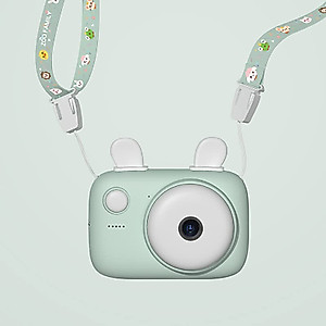 Kids Cartoon Camera,1080P Instant Camera HD Creative Digital Video Cameras Child Selfie Camera Kids 40MP Best Birthday Gift for 3-12 Years Old Boys Girls (Green+No TF Card)