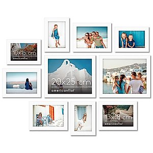 Americanflat 10 Piece White Picture Frames Collage Wall Decor - Gallery Wall Frame Set with Two 8x10, Four 5x7, and Four 4x6 Frames, Shatter Resistant Glass, Hanging Hardware, and Easel Included