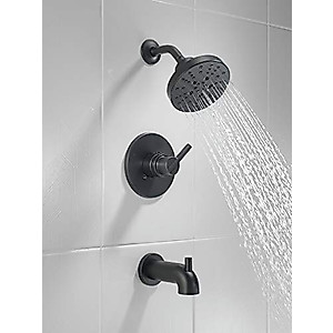 Delta Faucet Nicoli 14 Series Single-Handle Tub and Shower Trim Kit, Shower Faucet with 5-Spray H2Okinetic Shower Head, Matte Black 144749-BL (Shower Valve Included)