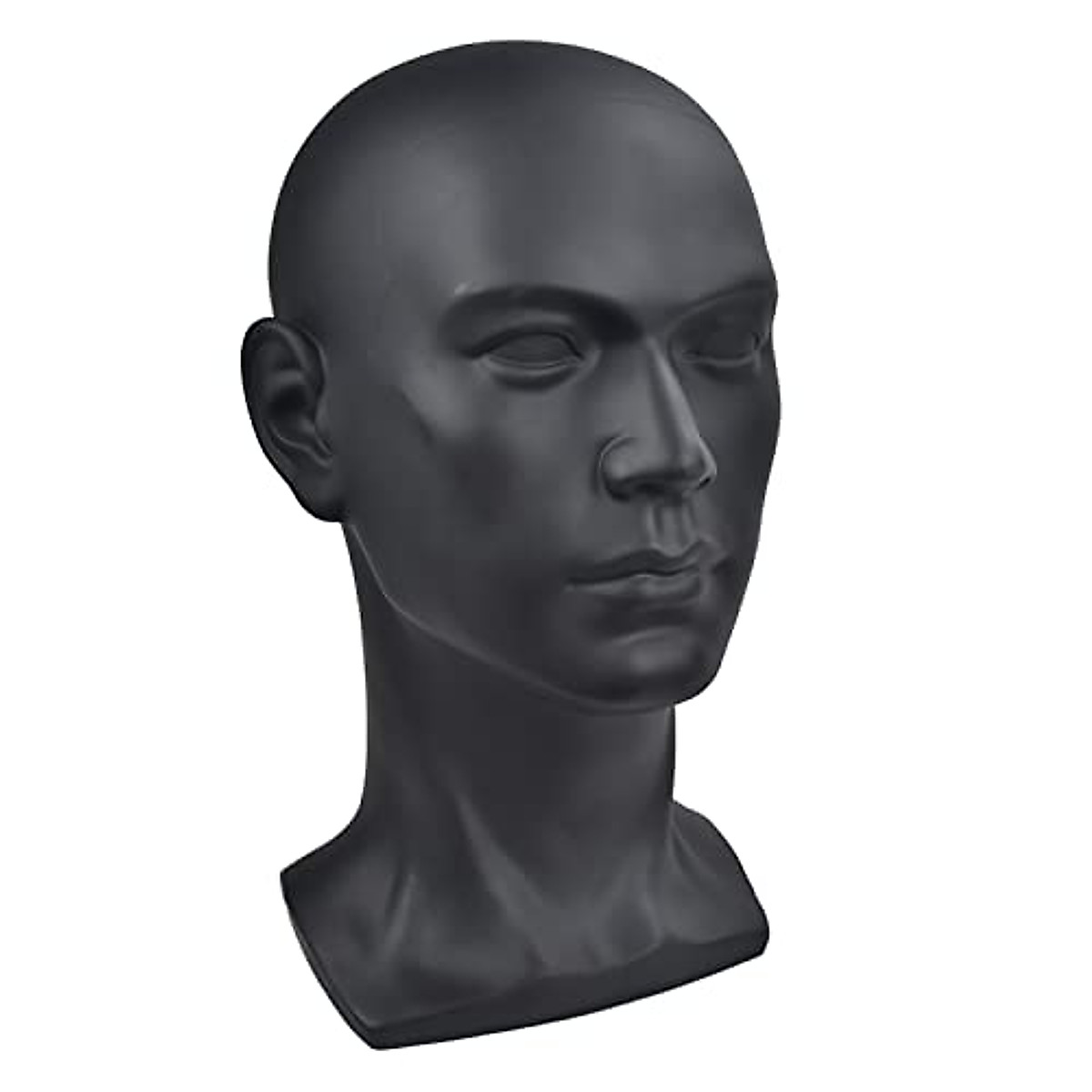 MIAOMANZI PVC Mannequin Head Black Male Manikin Dummy Stand Model Display Hat Scarf Wigs Hair Glasses Hat Beauty Styling Tool (Matte black)
