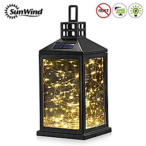 Solar Lantern Lights Outdoor SUNWIND Waterproof Solar Table Lamp Hanging Lighting with 40 Warm White LEDs for Garden Patio Landscape Decoration