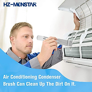 HZ-MONSTAR 7 Pcs Air Conditioner Fin Cleaner Set, 5 Different Ac Fin Comb Condenser Fin Straightener, 2 Different Brush Condenser, AC Coil Cleaner Fin Cleaner Evaporator Radiator Repair Clean Tool
