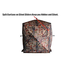 Muddy Executioner 150-2 Man Pop-Up Blind Panoramic Windows, Split Curtains on Silent Sliders, 180 Degree Shooting Windows