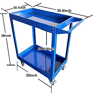 HIGOOD Heavy Duty Service Utility Cart,2 Shelf Steel, 800-Pound Capacity, 35.6 x 18.1x38-Inch