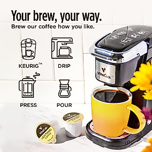 VitaCup Lightning Coffee Pods, Enhance Memory & Focus w/ 2X Caffeine, Green Coffee Bean, B Vitamins, D3, Strong Dark Roast Coffee, Recyclable Single Serve Pod Compatible w/Keurig K-Cup Brewers,32 Ct