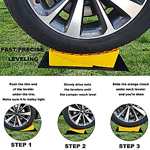 HOXWELL Heavy Duty RV Leveling Blocks Wheel Chocks Leveler, Rubber Non Slip Base Without Rope for Travel Trailers, Car, Camper, Truck 2 Pack Yellow