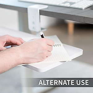 VIVO Clamp-on 25 x 10 inch Rotating Computer Keyboard and Mouse Tray, Extra Sturdy Single Desk Swivel Clamp, Ergonomic Typing, White, MOUNT-KB01CW