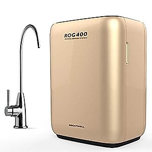 GreatWell ROG400 Tankless Reverse Osmosis Water Filtration System with 400GPD RO Filter 1.5:1 Pure to Drain Ratio and Drinking Water Faucet