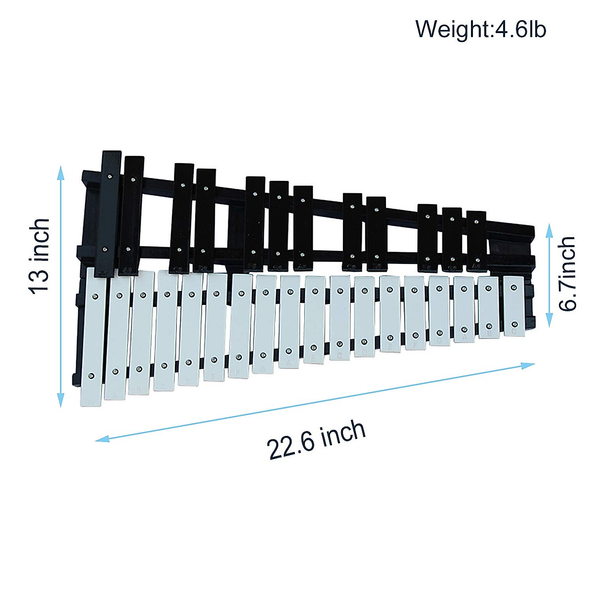 Professional Glockenspiel 30 Notes Foldable Aluminum Bars Children Educational Percussion Musical Instrument with Mallet and Carrying Bag