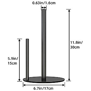 Paper Towel Holder Black Kitchen Roll Holder, Premium Stainless Steel Paper Towel Holder for Kitchen Roll Organize, One-Handed Operation Countertop Roll Dispenser with Weighted Base