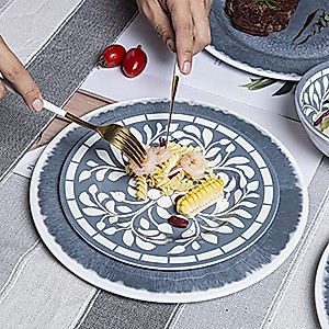 Yinshine Melamine Dinnerware Sets - Melamine Plates and Bowls Set for Daily use, Camping RVing Dishes Set, Grey