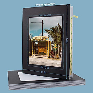 Golden State Art, 10 Pack Self Assemble Acid Free Cardboard/Paper Frames Photo Mat with Backing Board pre-gummed for Artworks, Prints, Photos, Includes Clear Bags (Black, 11x14 Mat for 8x10 Picture)