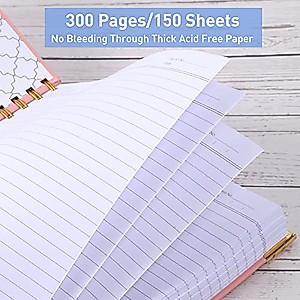 Spiral Notebook, College Ruled Notebook, 8.5" x 11", 300 Pages Hardcover Leather Notebook Journal for Women Men, A4 Large Lined Journal Notebooks for Work School, 24pcs Index Tabs, Green