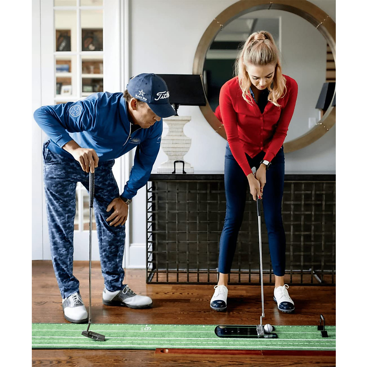 Upgrade Golf Putting Mirror, Portable Putting Aid, Professional Golf Training Equipment, Golf Training Aid, Golf Trainer, Putting Mirror Training Aid for Golf, Putting Trainer, with a Black Golf Towel