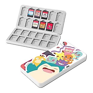 PERFECTSIGHT Cute Game Card Case for Nintendo Switch/Switch Lite/OLED, 24 Game Holder Cartridge Case for Game Cards and 24 SD Cards, Kawaii Portable Compact Storage Box (Poke)