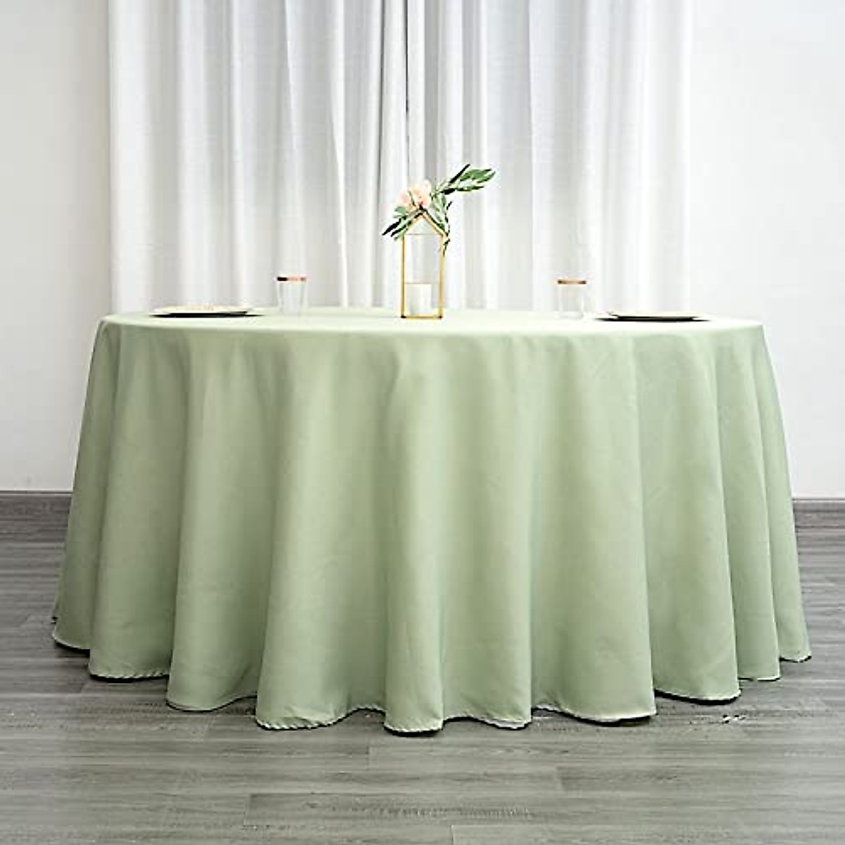 Balsa Circle 132 inch Sage Green Round Polyester Tablecloth Fabric Table Cover Linens - for Wedding Party Banquet Reception Events Kitchen Dining