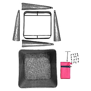 Benjara Multi Functional Galvanized Metal Tub on Stand, Gray