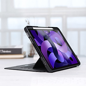 ZtotopCases for iPad Air 5th Generation Case 2022 / iPad Air Case 4th Generation 2020 10.9 Inch, Multi-Viewing Angles TPU Magnetic Protective Cover with Auto Wake/Sleep & Pencil Holder, Black